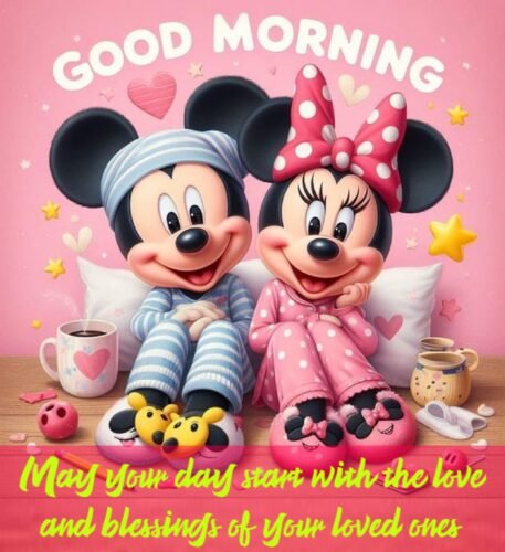 Mickey N Minnie Mouse Cartoons Good Morning Wishes New Style High ...